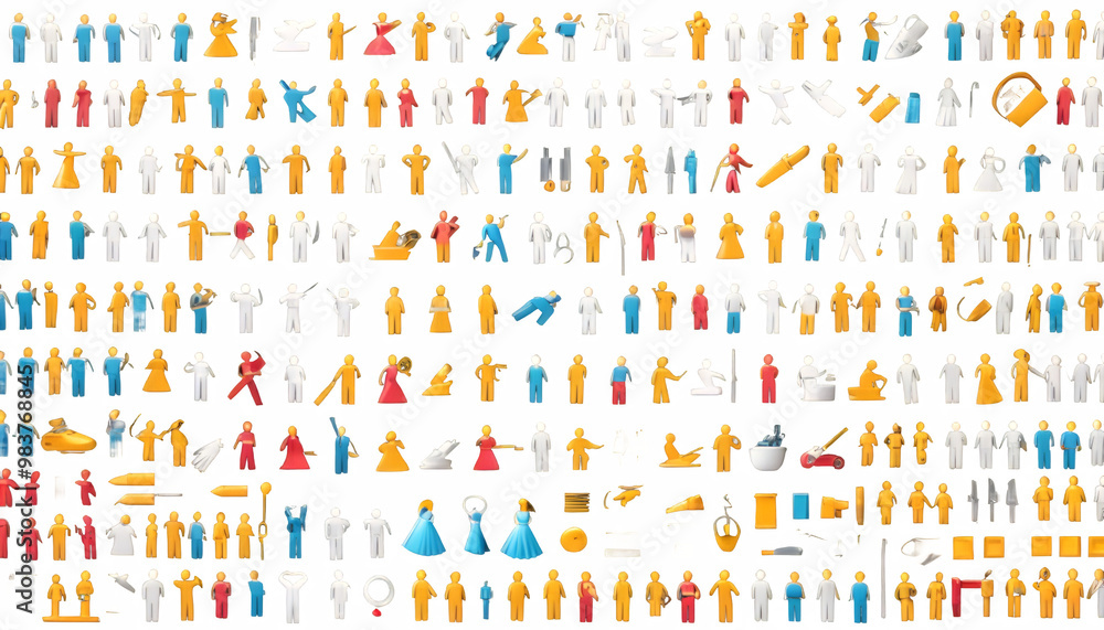 pictogram action illustration black people set big symbol signs ...