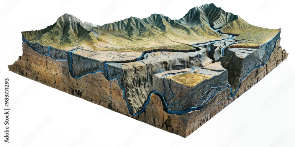Cutaway diagram illustrating mountain range formation from tectonic ...