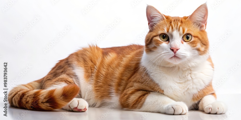 Orange tabby cat features white paws and belly, with extensive calico ...