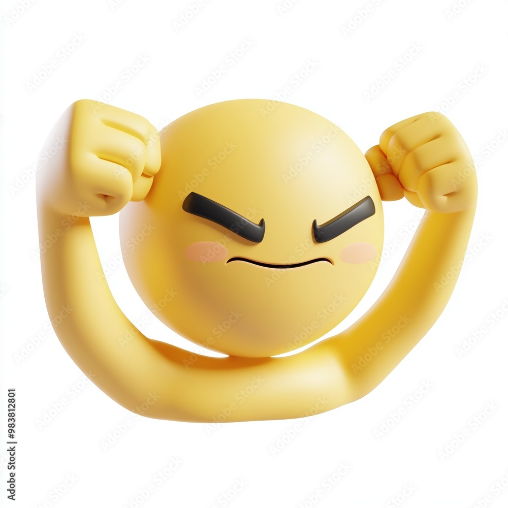 3D Emoji Icon: Flexed Biceps for Strength Illustration Logo Stock ...