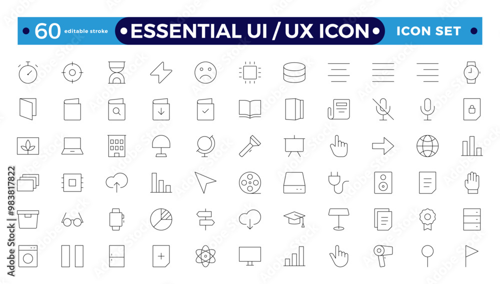 Best collection of UI/UX icon sets, user interface icon sets, Basic User Interface Essential ...
