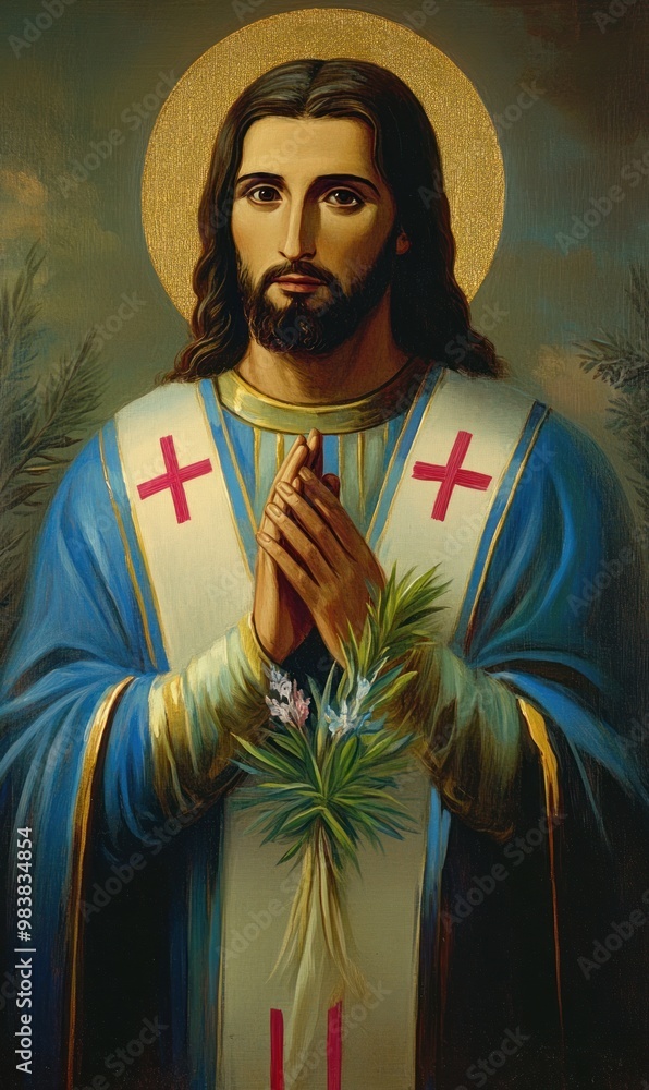 Sacred icon: A portrait of Saint Josaphat, capturing the revered image ...