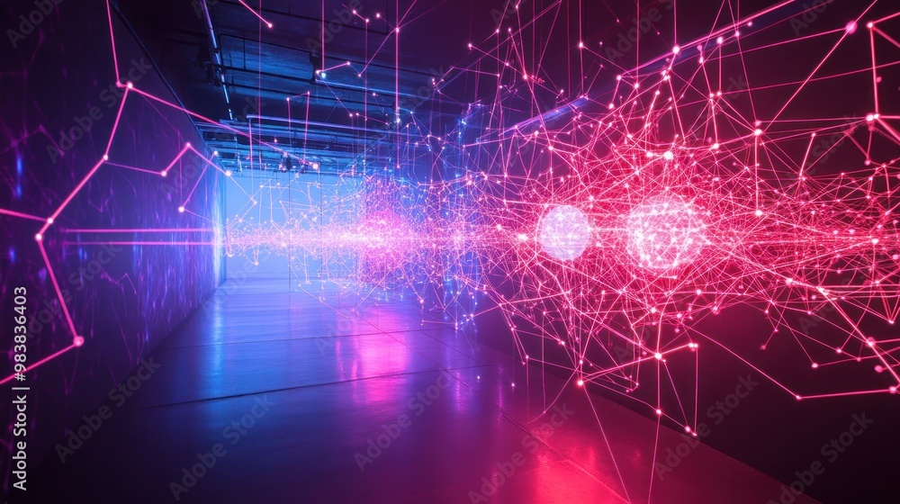 An interactive installation showing a neural network learning from data ...