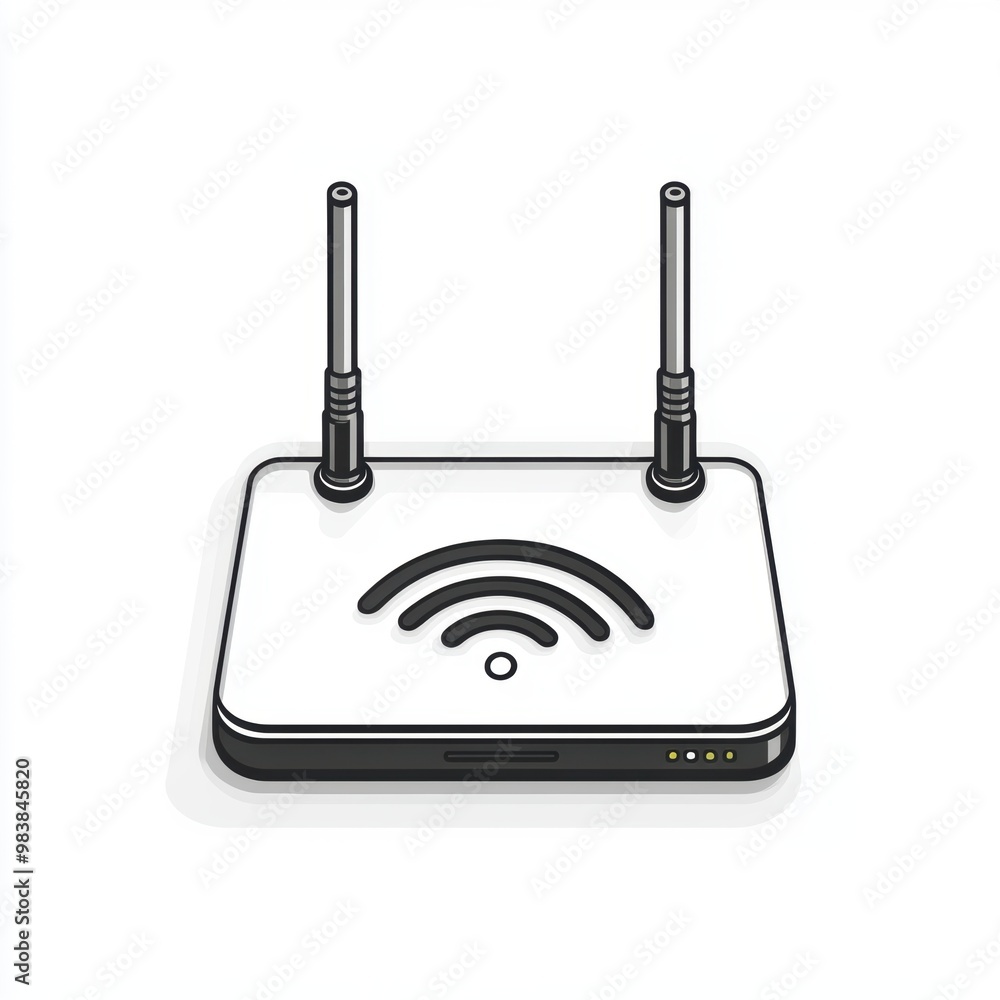 Connecting the Digital World: A sleek, minimalist WiFi router, rendered ...
