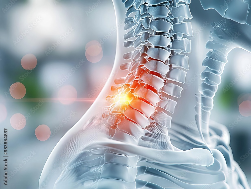 Illustration of neck muscles with highlighted pain areas and strain ...