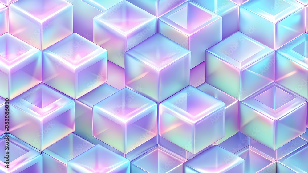 Seamless holographic pink and blue plastic jelly plexiglass isometric ...
