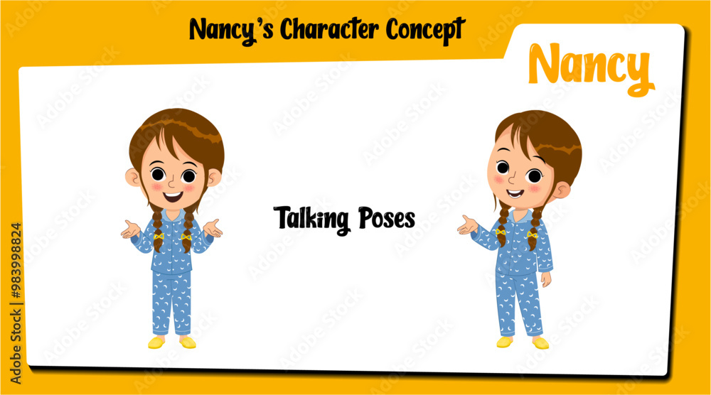 A cute girl cartoon character talking AKA Nancy, little girl cartoon ...