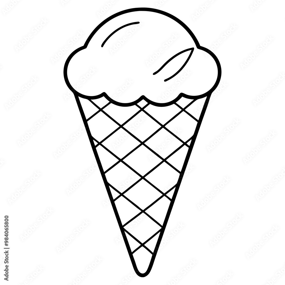 wafer cone outline coloring book page line art drawing Stock Vector ...
