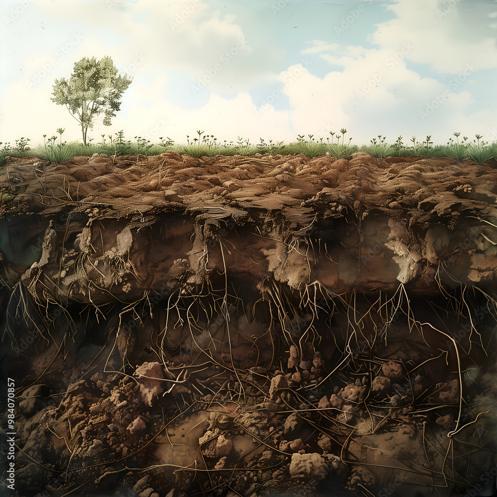 Plant emerging from earth, symbolizing new life and resilience. Soil ...