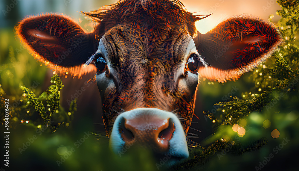 Ojos y mirada de la naturaleza, Vaca, Bos taurus. Animales, fauna ...