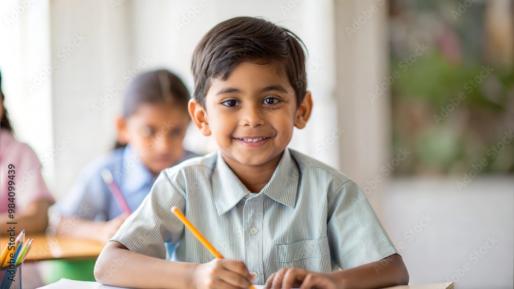 Indian Child Participating in School Activity Stock Photo | Adobe Stock