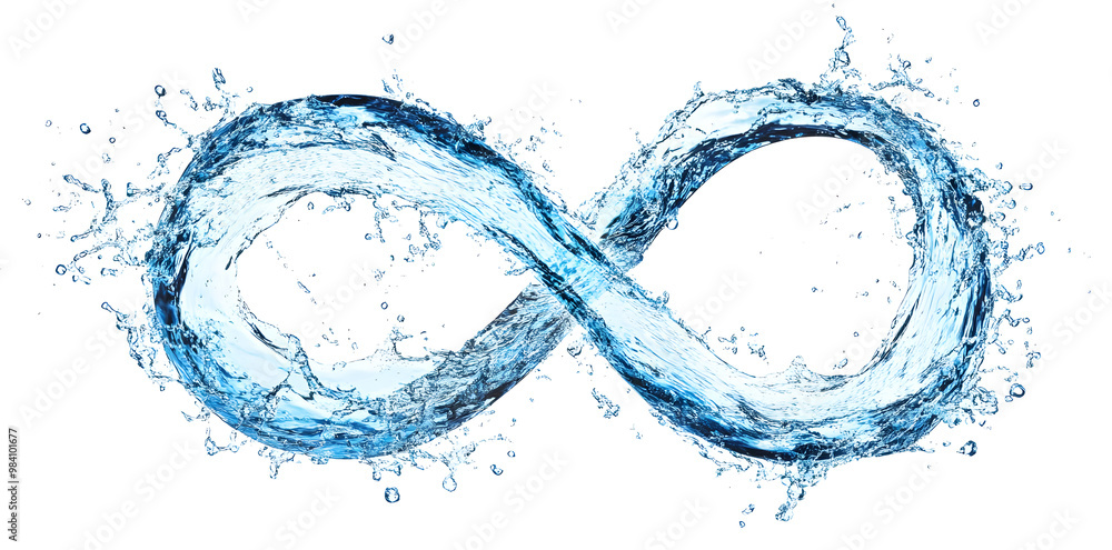 Water infinity symbol splash isolated on white background Stock ...
