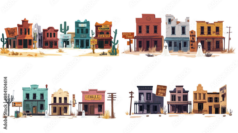 Ilustración de Stock Ghost Town in the Wild West: A Vintage ...