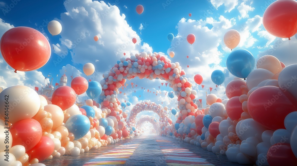 Festive Balloon Arch Over Enchanted Walkway for Creative Projects ...
