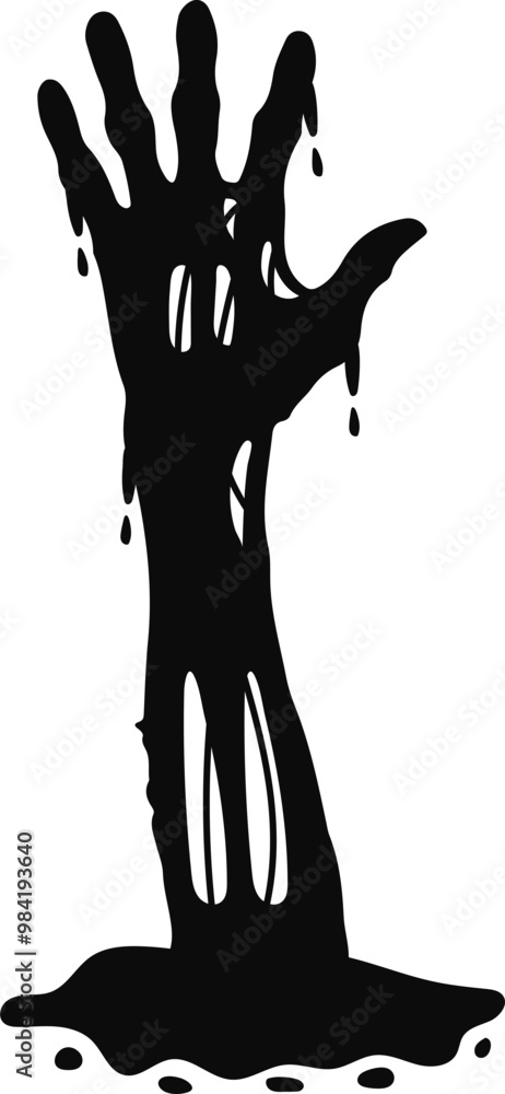 Halloween zombie hands silhouettes, vector horror holiday. Scary ...