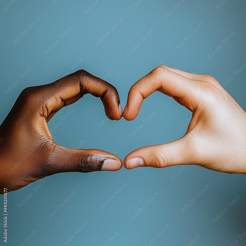 a powerful symbol of unity and love, with two hands from diverse racial ...
