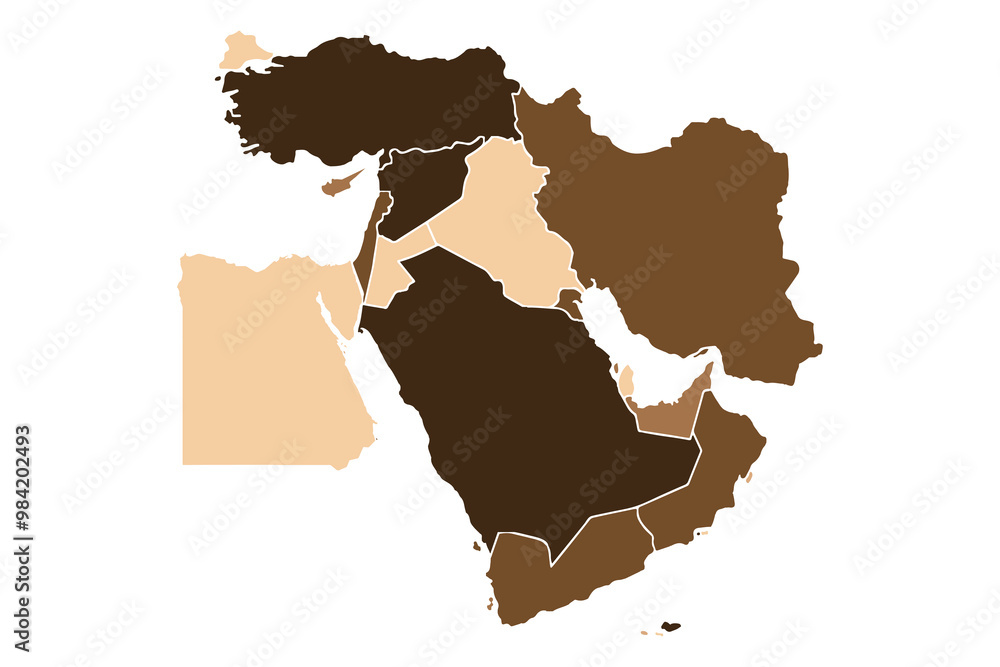 Middle east map isolated on white background. for website layouts ...