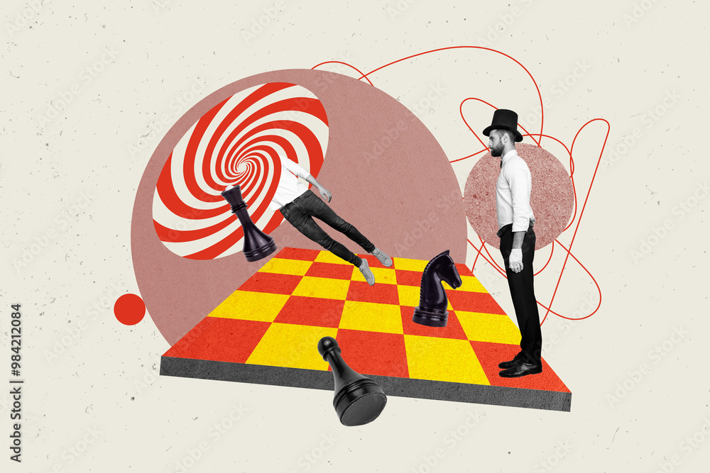 Composite collage picture image of chessboard illusion magic game ...