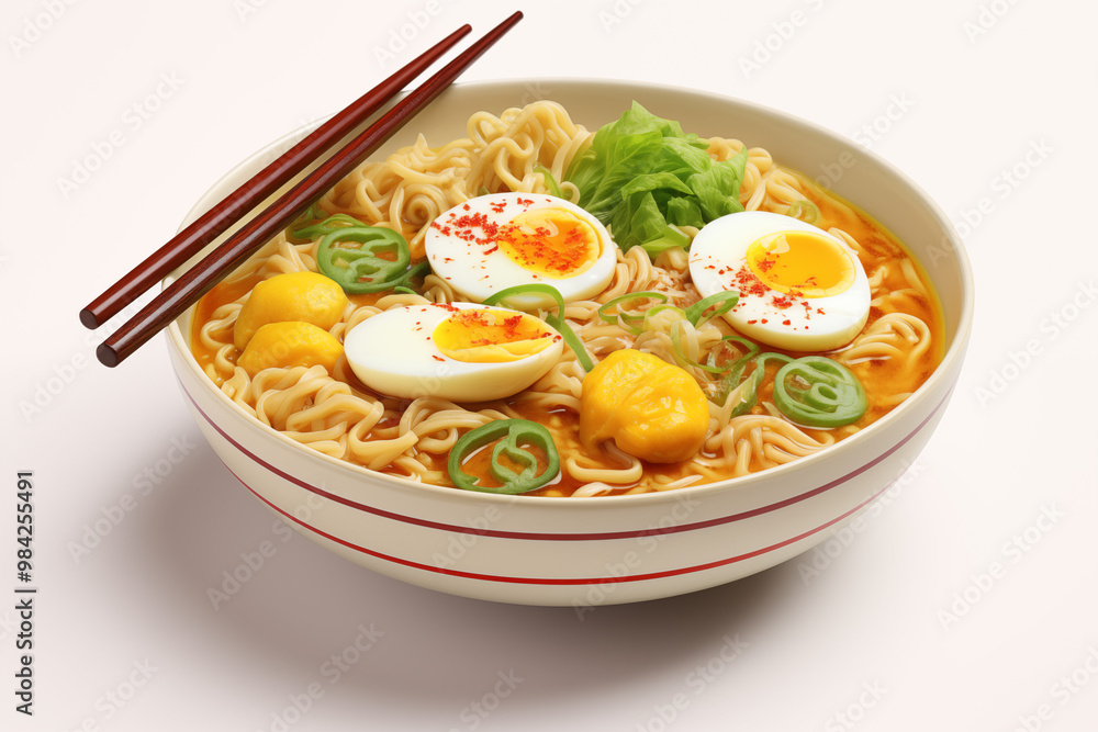 Ramen on white background. Ramen themes. Asian cuisine themes. Asian ...