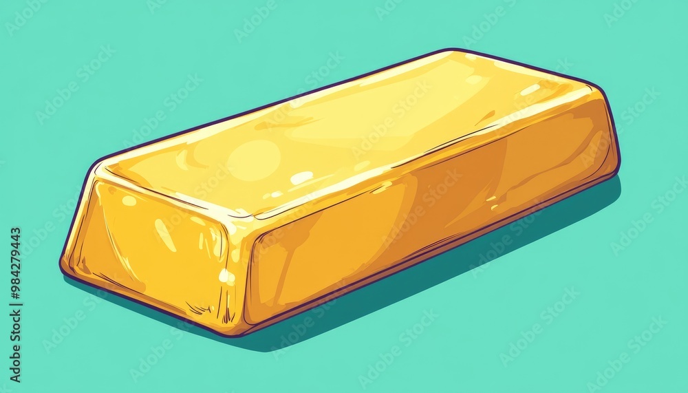 Cartoon illustration of a gold bar in line art style Stock Illustration ...