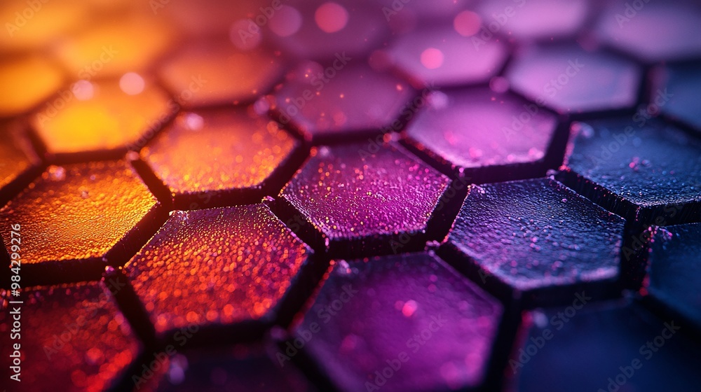 A magnified view of graphene layers, highlighting their hexagonal form ...