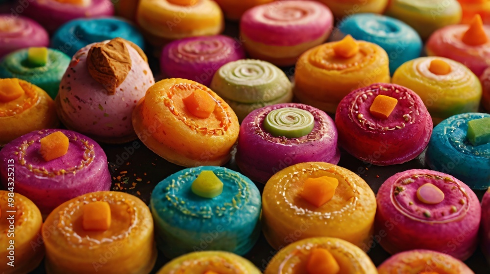 An Diwali sweets, using shapes, lines, and colors to represent the ...