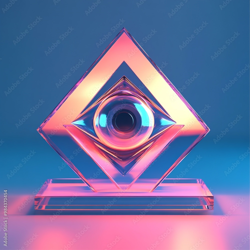 3D Vision Icon: Forward Looking Strategic Outlook Logo Illustration ...