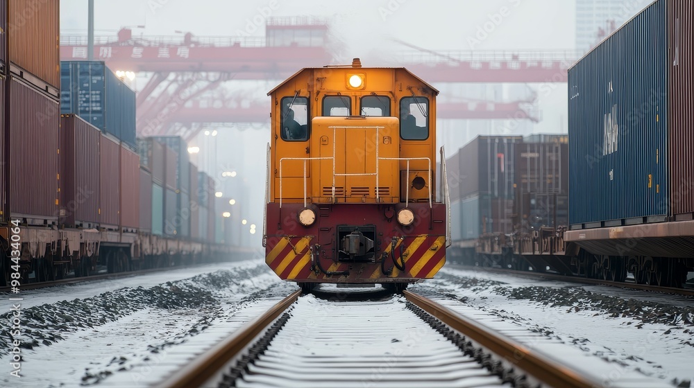 Chinese freight train transporting shipping containers, multimodal ...
