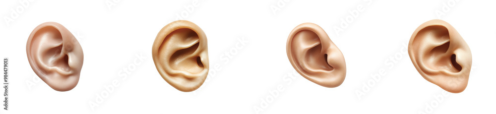 Various realistic ear models showing different angles and textures, on ...