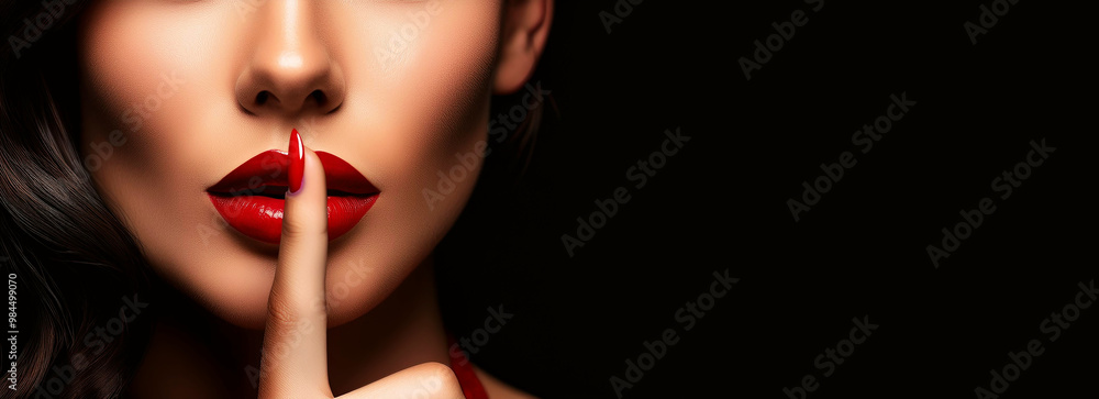 Extreme close-up and front view of a beautiful woman, doing expression ...