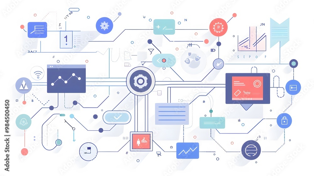 Generate a visually appealing diagram with sleek icons and metrics for ...