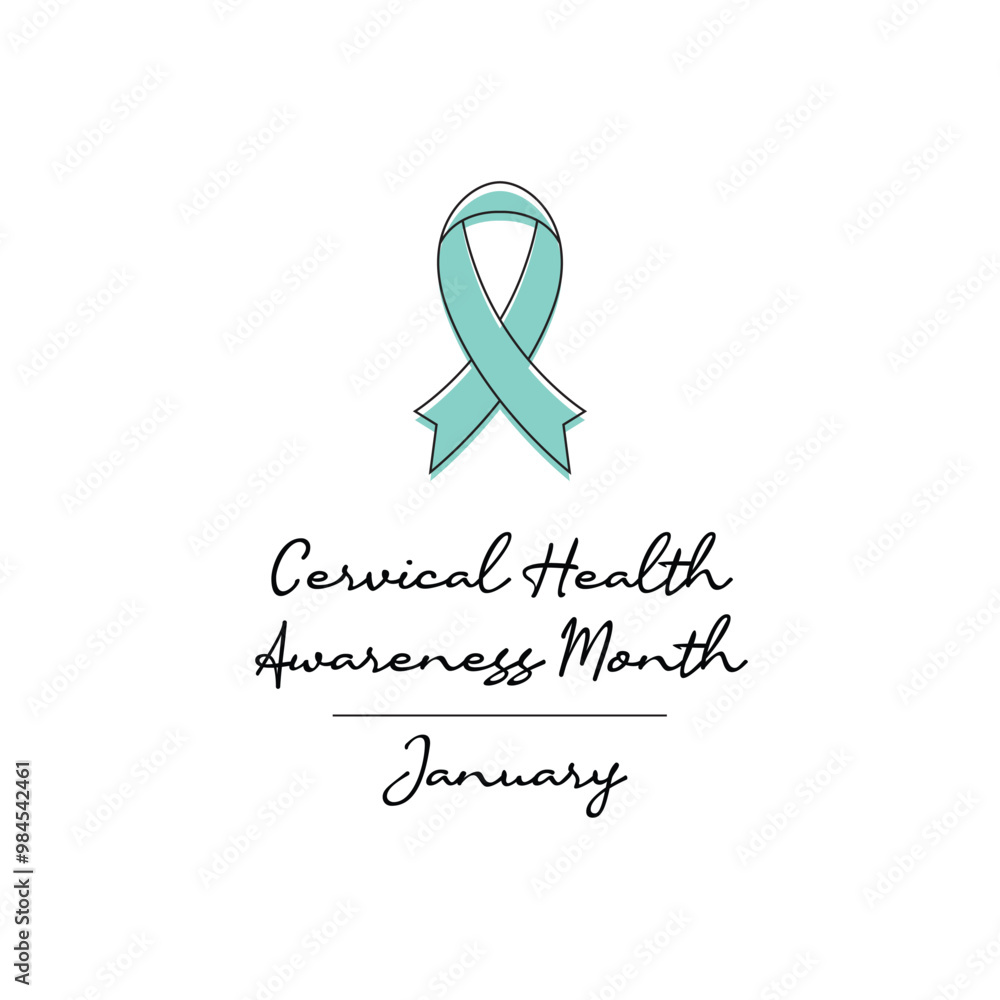 line art of Cervical Health Awareness Month good for Cervical Health ...