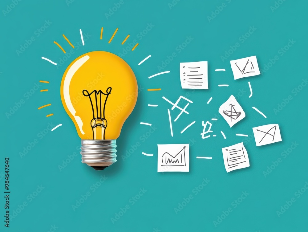 Abstract diagram showing business ideas transforming into a structured ...