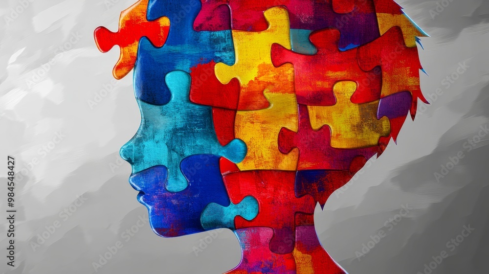 Autism spectrum disorder education concept with 3D puzzle pieces ...