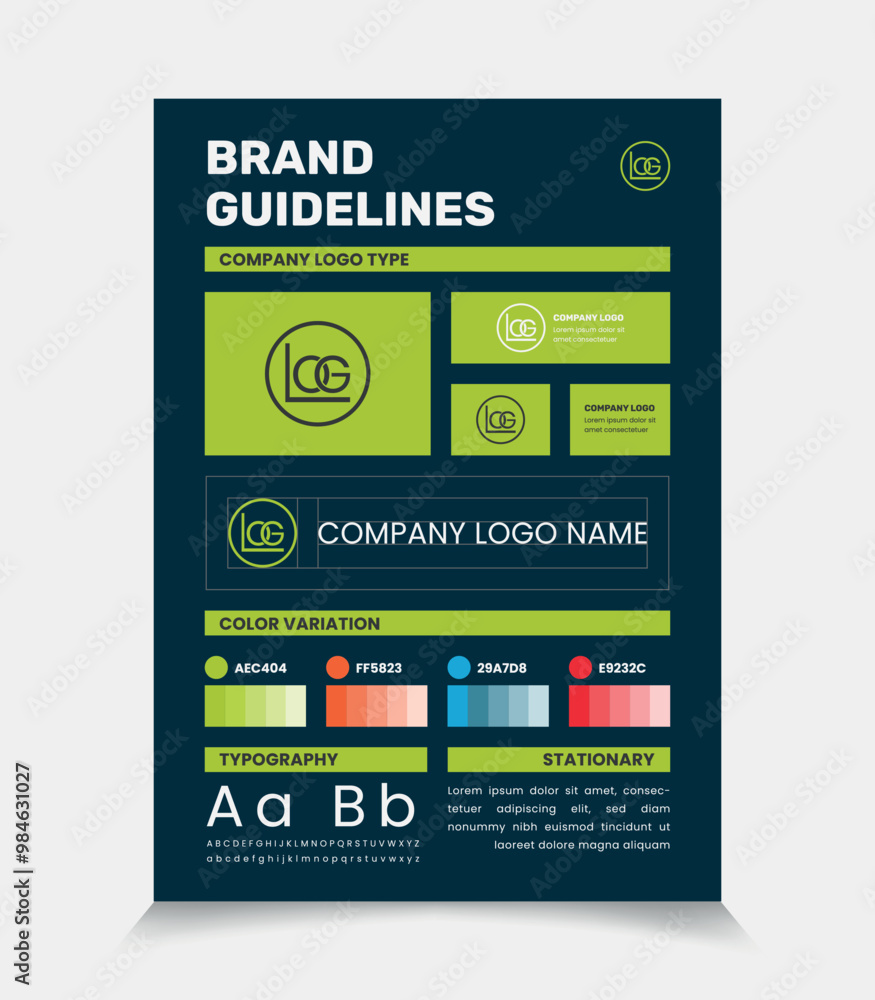 A4 Brand Guidelines Poster Layout, Simple style and modern Brand ...