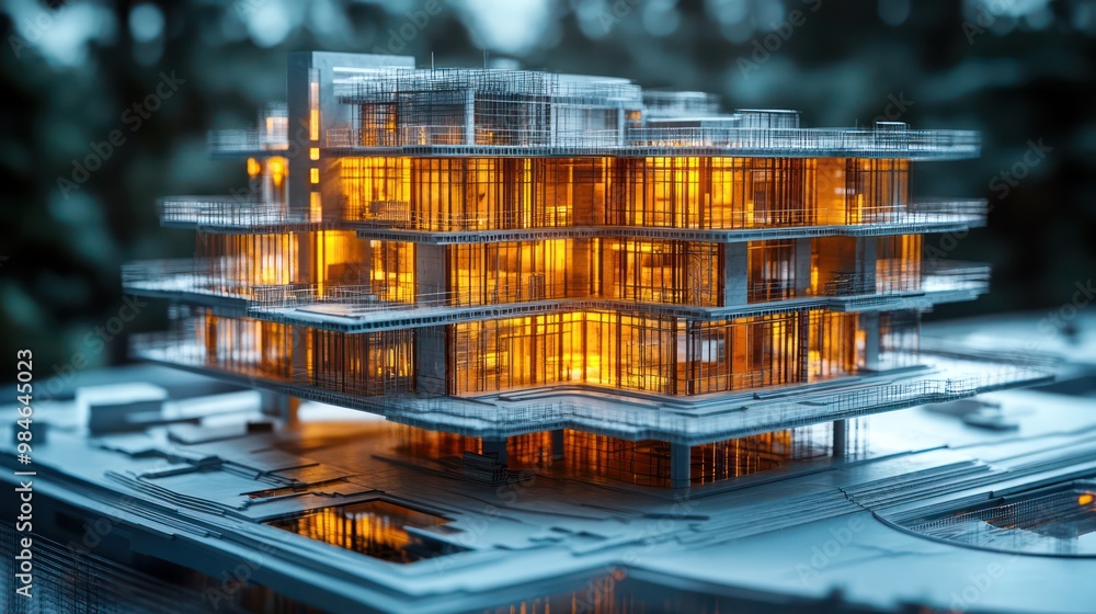3D render of a complex construction process, showcasing layers of ...