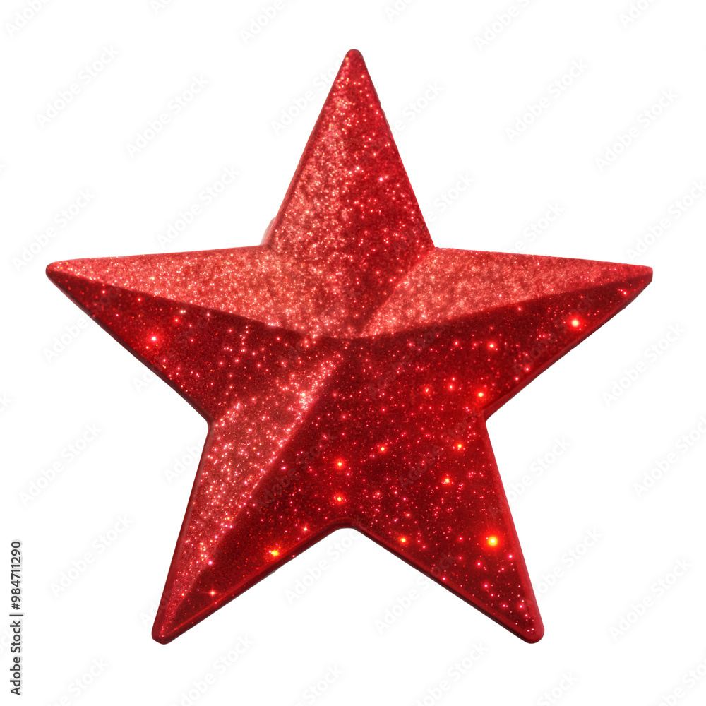 Sparkling Red Star with Glitter Texture Isolated on White Background ...