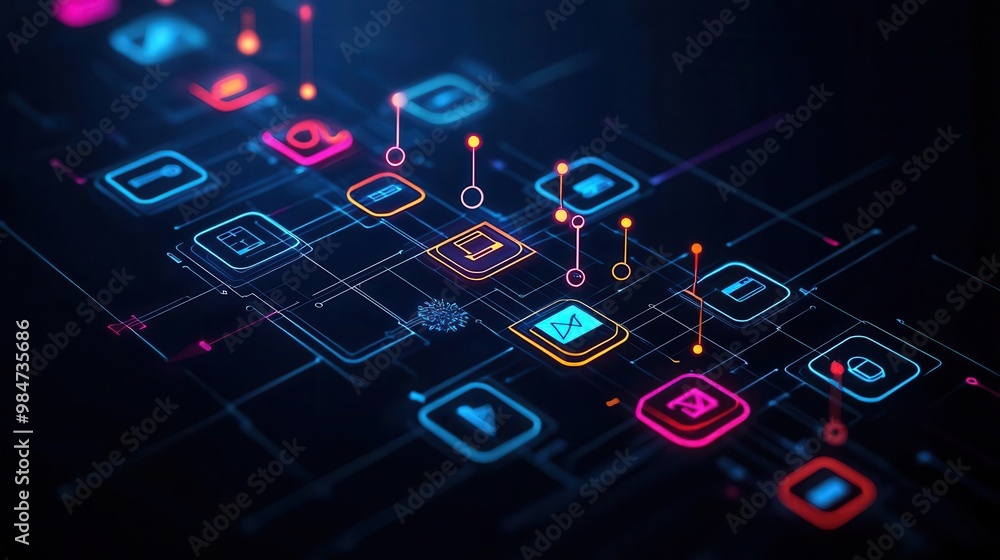 Complex SEO strategy blueprint displayed as a digital flowchart ...