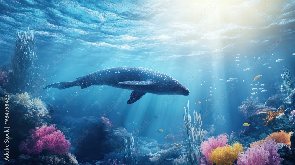 Interactive sea illustration for AR and VR experiences, where users can ...