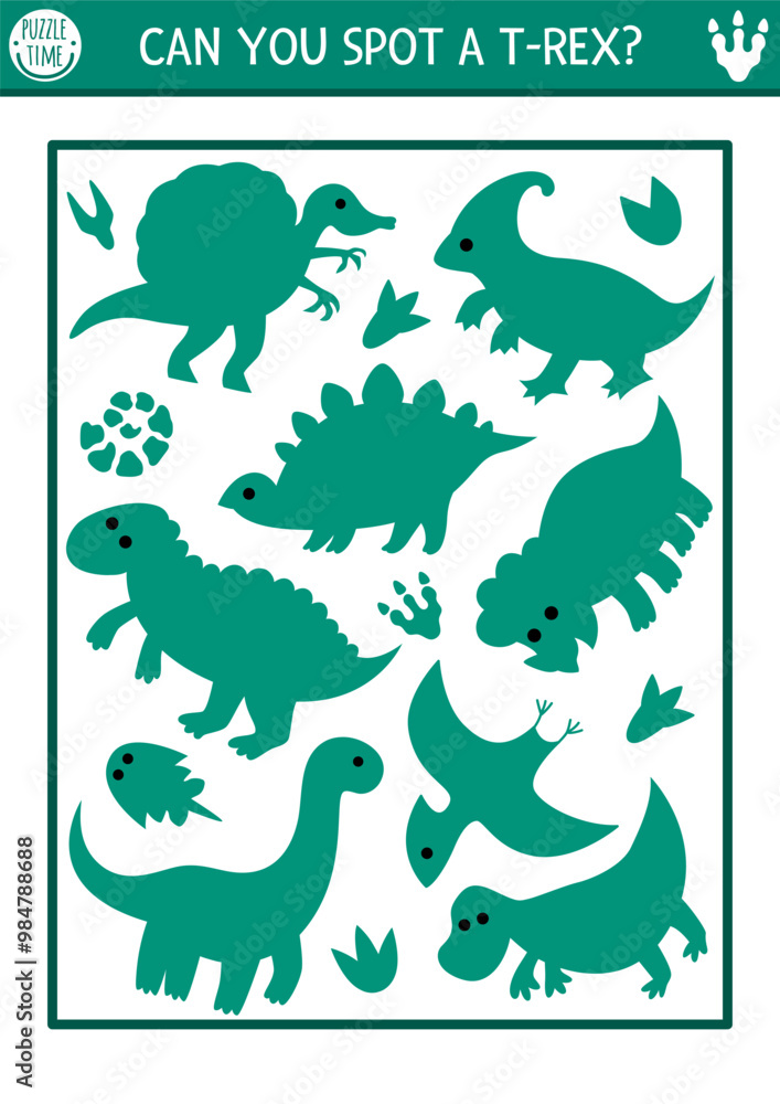 Dinosaur I spy game for kids. Searching and shape recognition activity ...