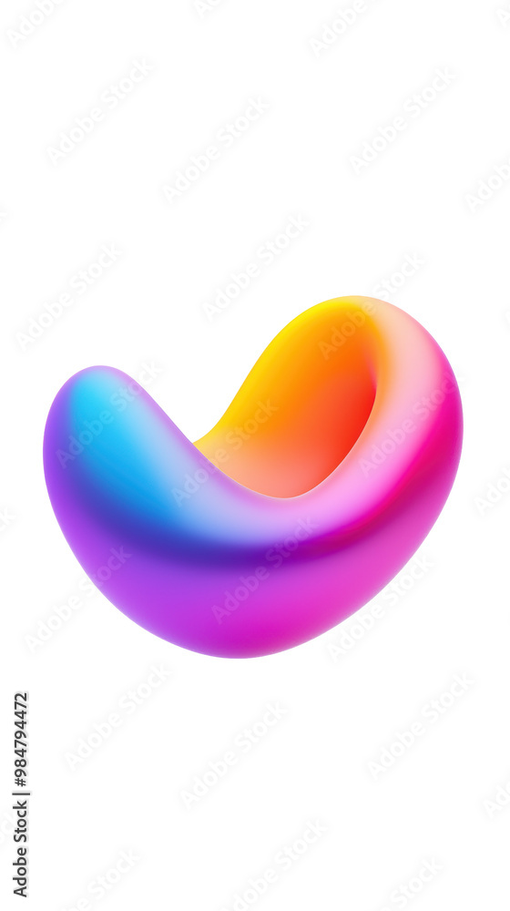 Vibrant gradient 3D shape design with smooth curves and bold colors ...