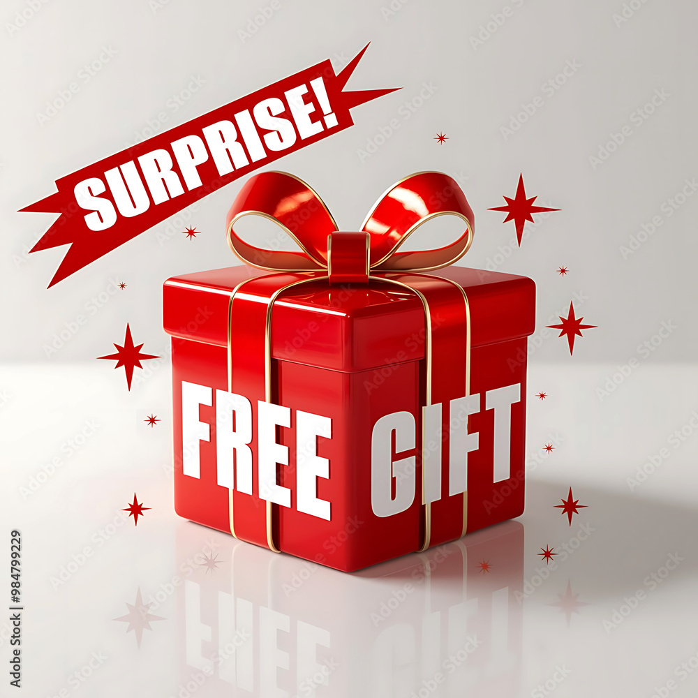 surprise assured service free gift sale offer background with giftbox ...