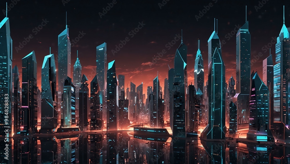 Futuristic megalopolis with seamless looped 4k virtual background ...