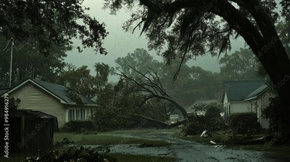 Tropical storm winds bending trees and tearing roofs off houses as rain ...