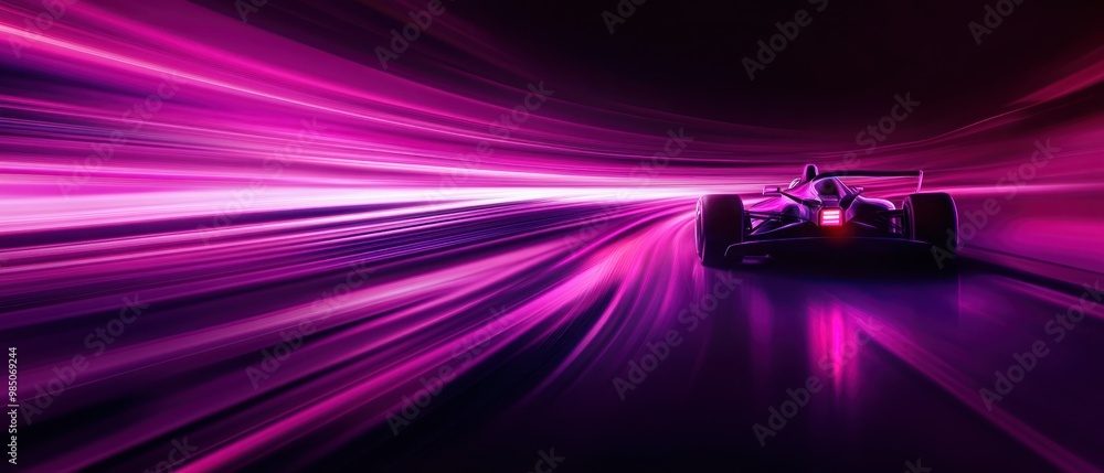 Graphic illustration of a design purple abstract speed racing car ...