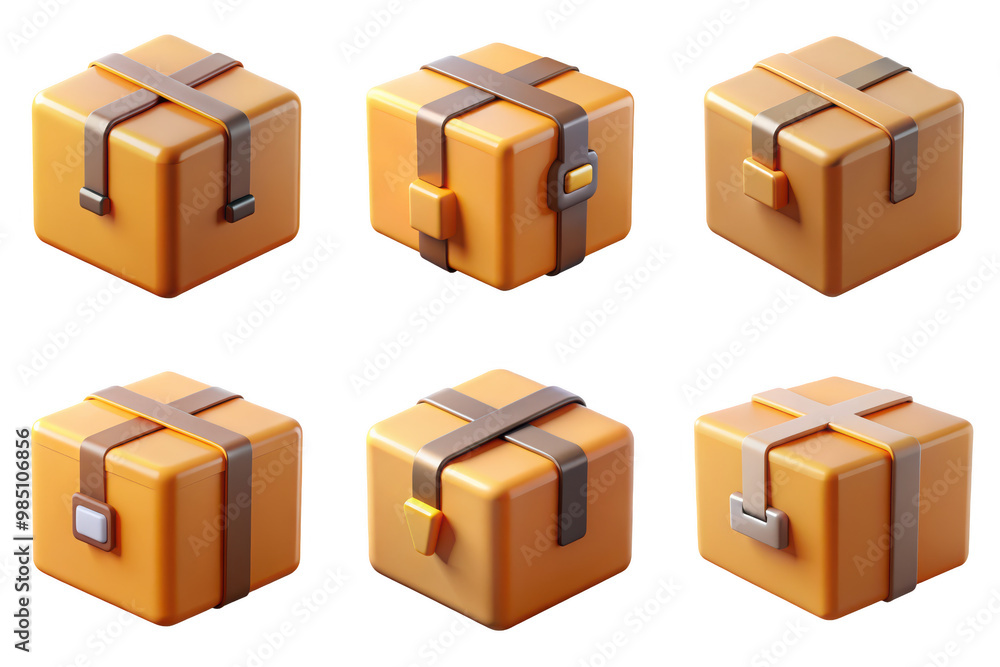 PNG Delivery Box 3d collection, in cartoon style minimal on transparent ...