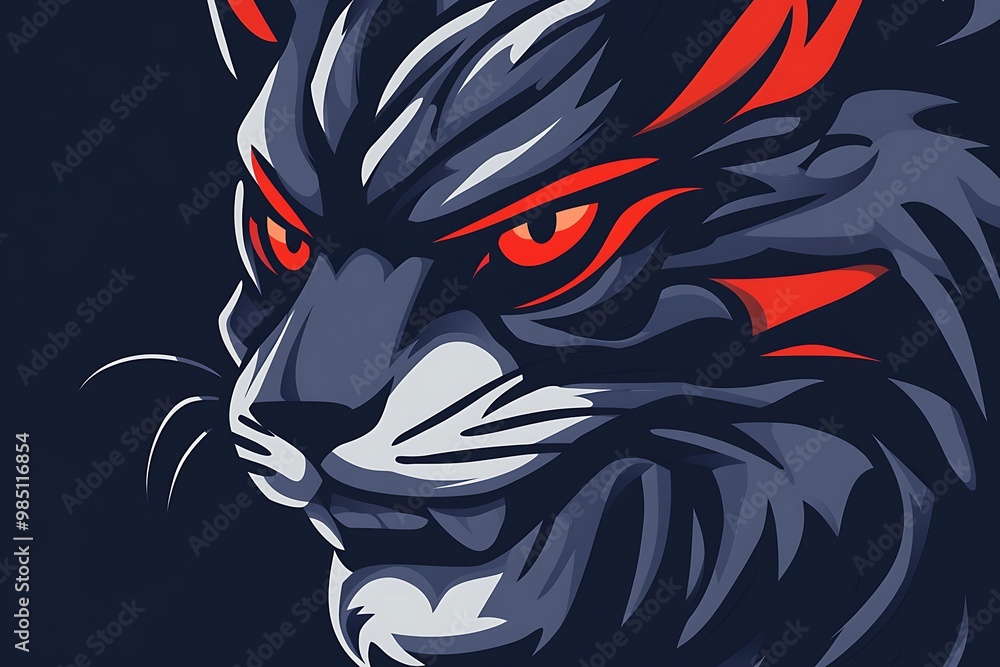 Black and red wildcat mascot logo design with fierce expression Stock ...