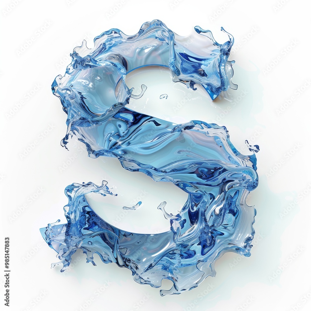 Water alphabet, realistic letters water, water font letter S Stock ...