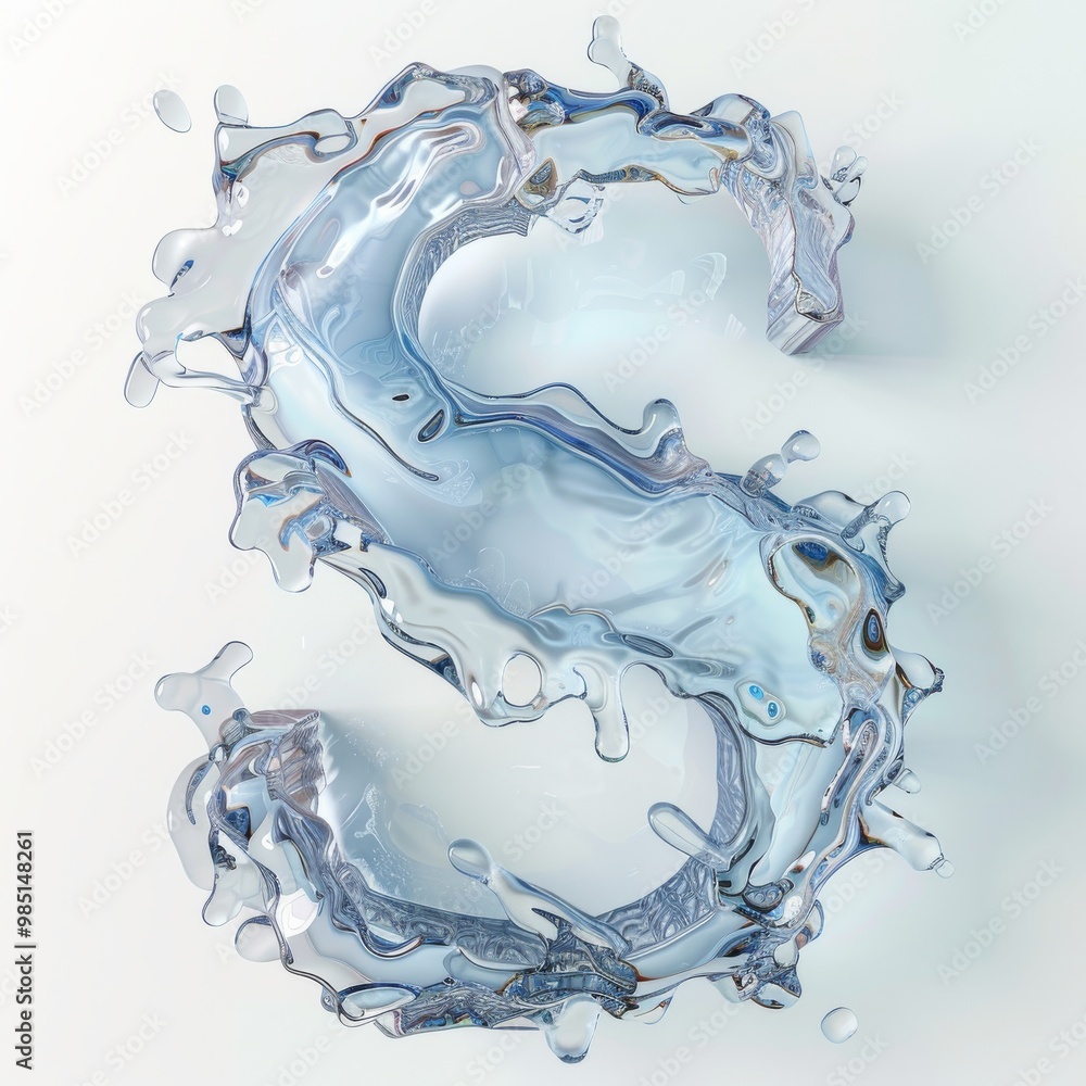 Water alphabet, realistic letters water, water font letter S Stock Illustration | Adobe Stock