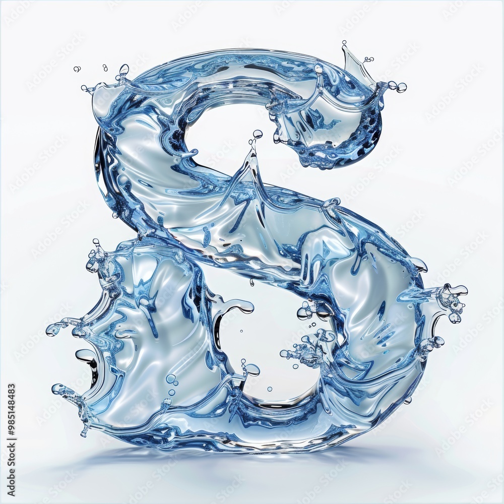 Water alphabet, realistic letters water, water font letter S Stock Illustration | Adobe Stock
